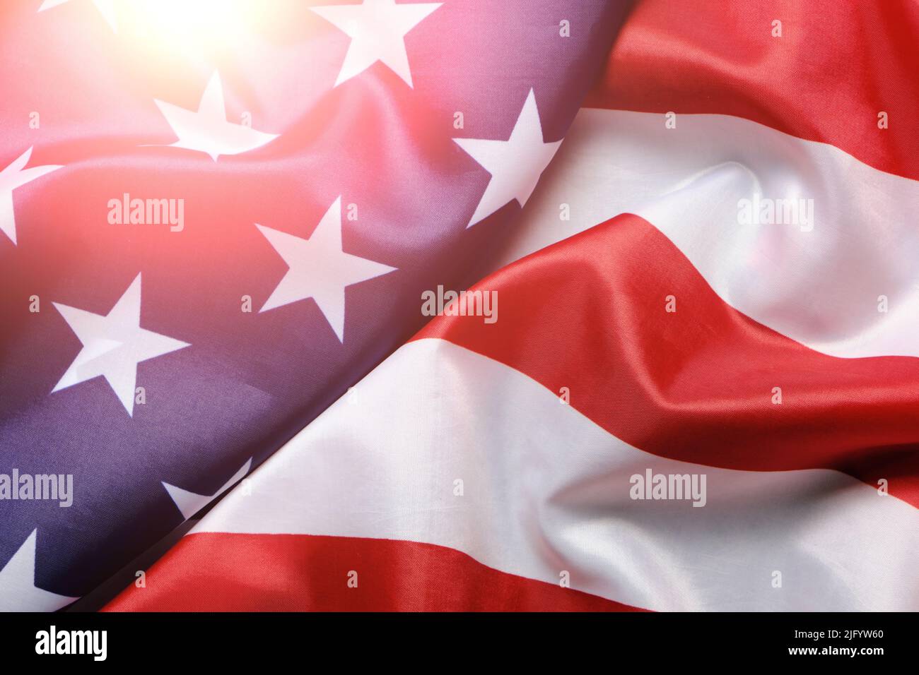 Background, flag United States America with bright sunlight Stock Photo ...