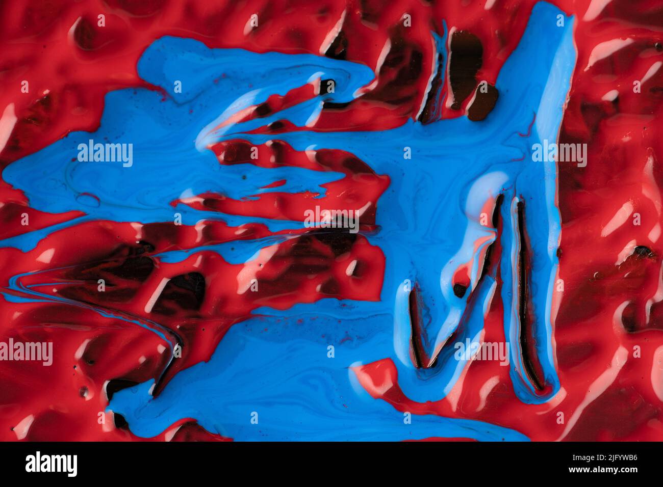 Abstract vibrant multi-color wet paint drops and splotch on black ...