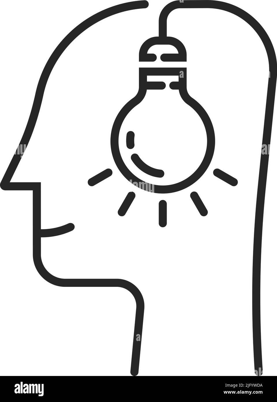 Outline head brain light bulb Black and White Stock Photos & Images - Alamy