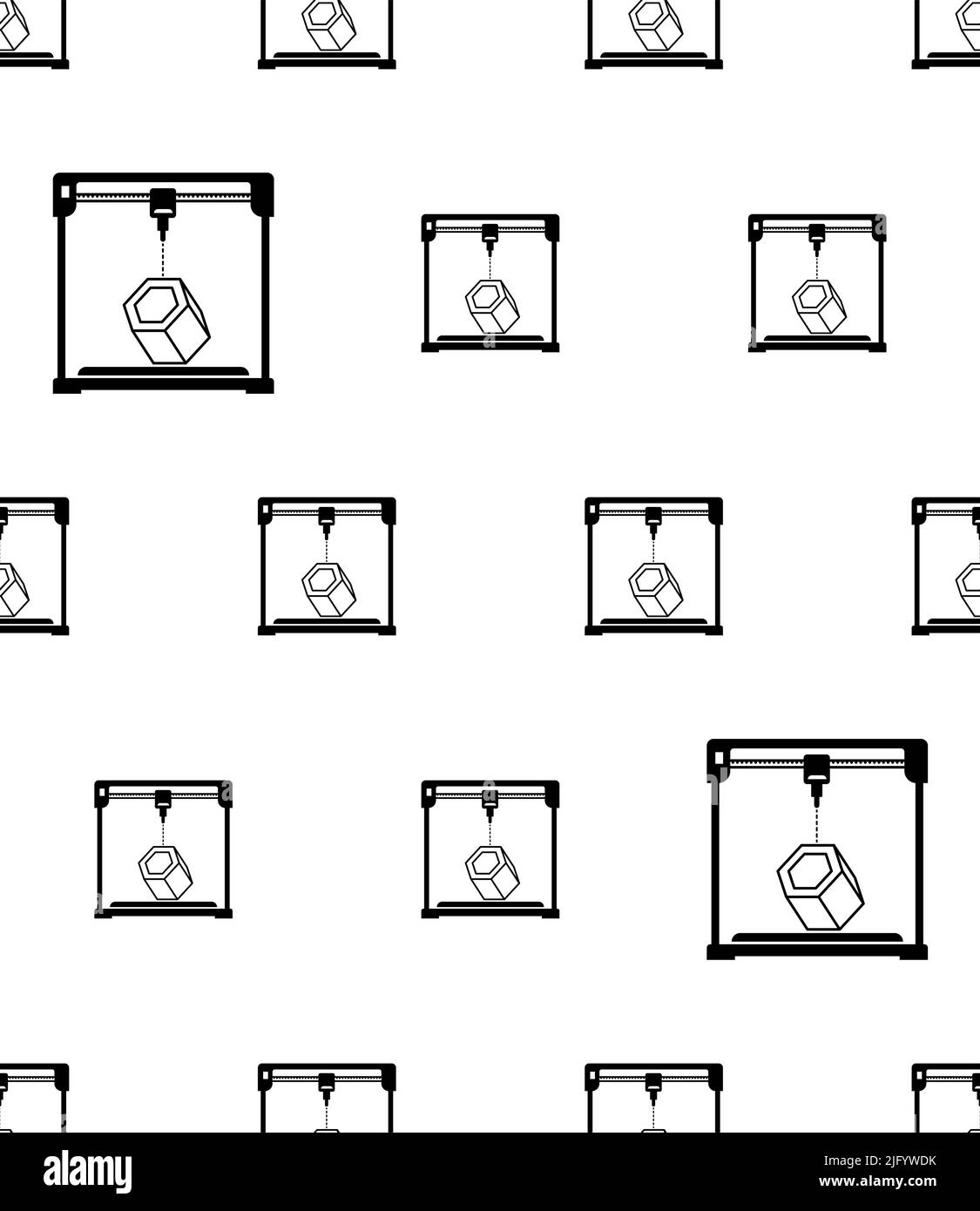 3d Printer Icon Seamless Pattern, 3 Printing Icon Vector Art ...