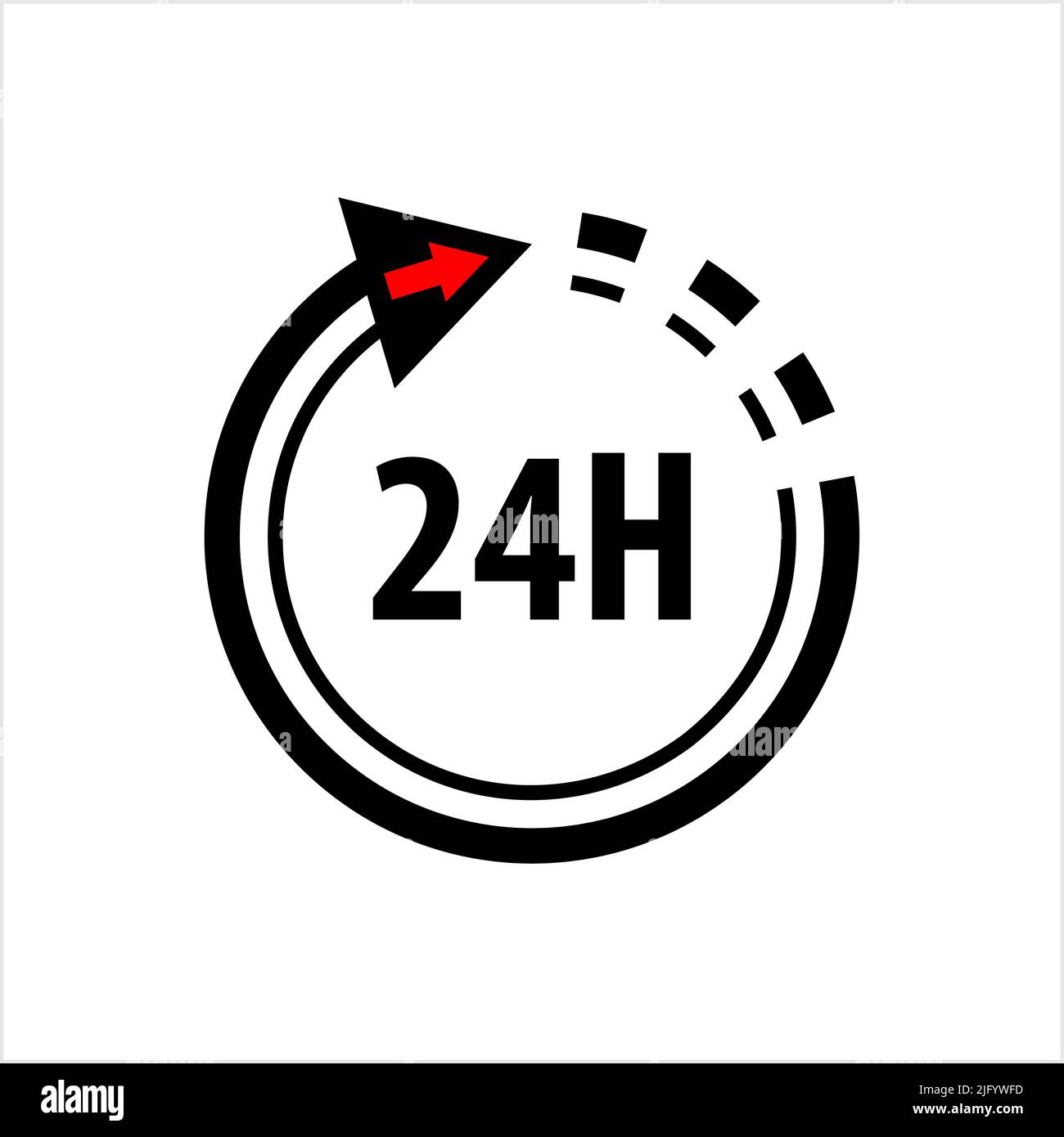 24 Hours Open Icon, Working Time 24 Hours Vector Art Illustration Stock ...