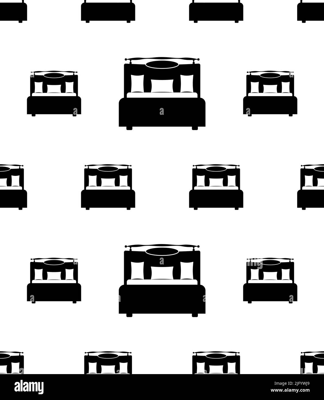 Bed Icon Seamless Pattern, Sleeping Bed Icon Vector Art Illustration ...