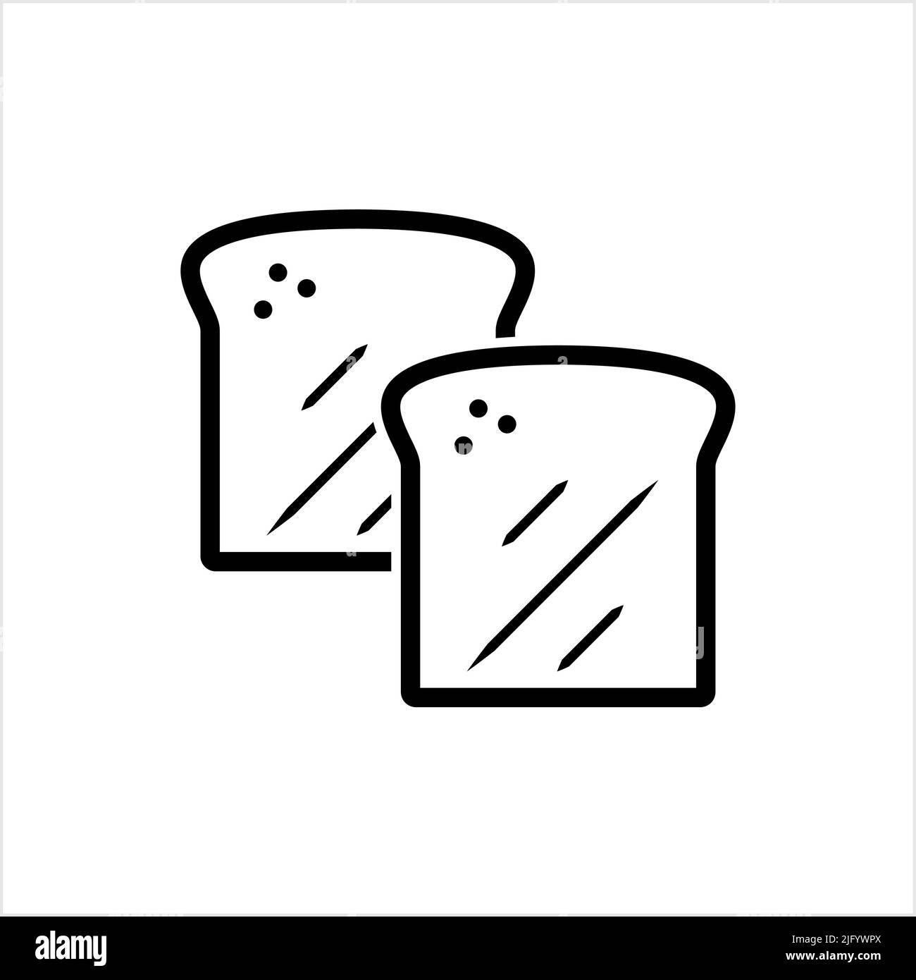 Bread Toast Icon, Toast Icon, Loaf Slice Icon Vector Art Illustration ...
