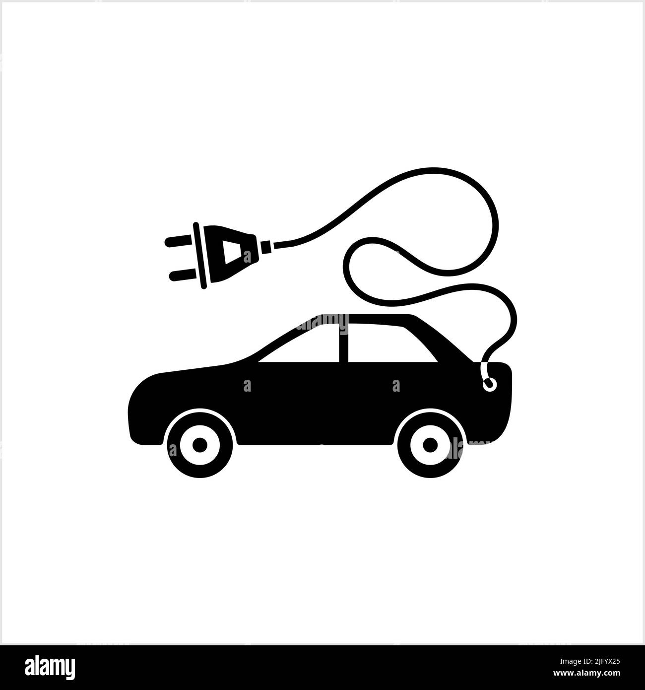 Eco Electric Car Icon, Renewable Energy Car Vector Art Illustration ...