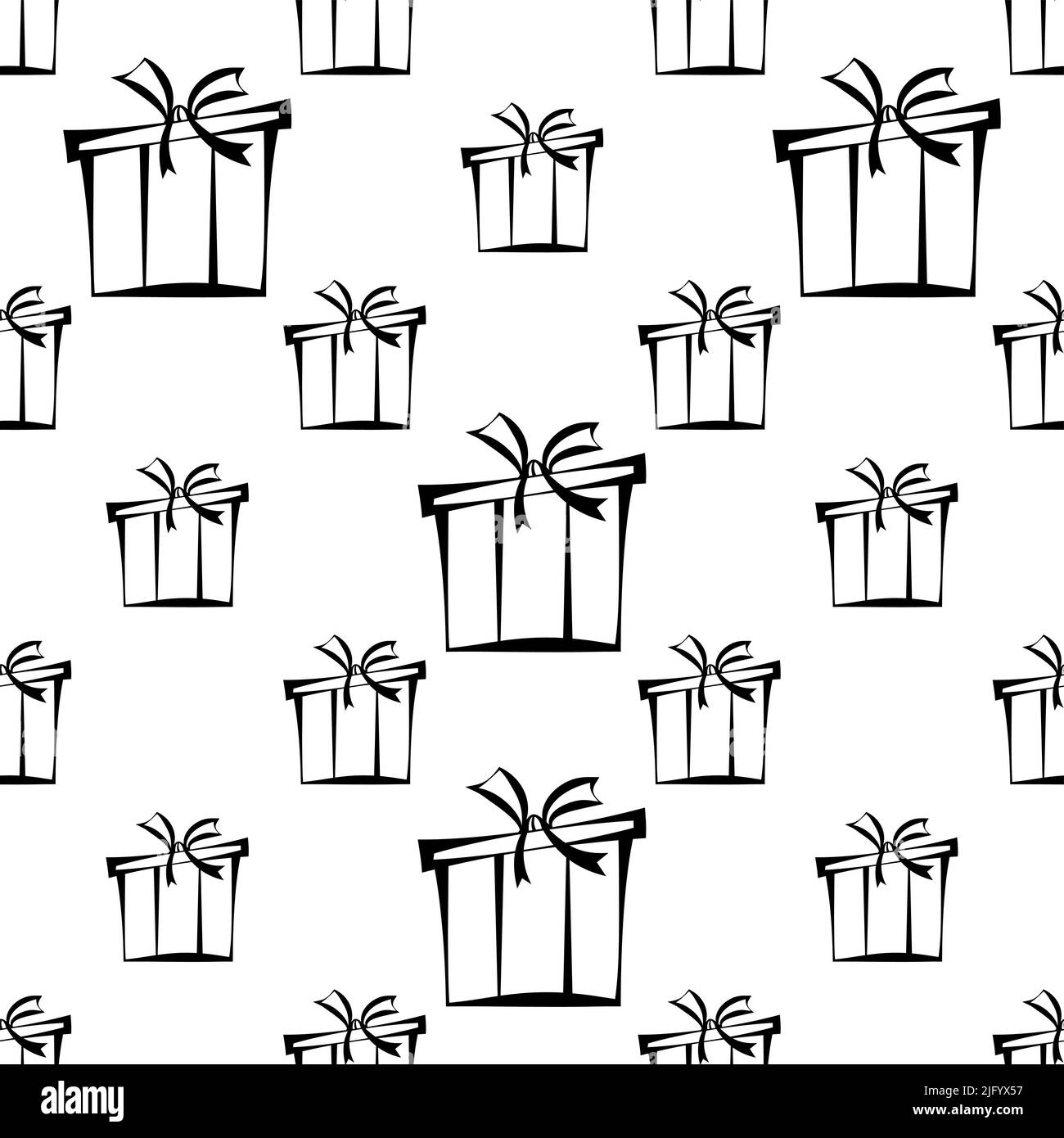 Gift Box Seamless Pattern, Present Box Vector Art Illustration Stock ...