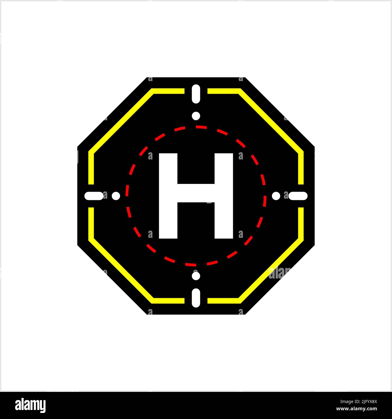 Helipad Icon, Helicopter Landing Pad, Area, Platform, H Letter, Vector ...