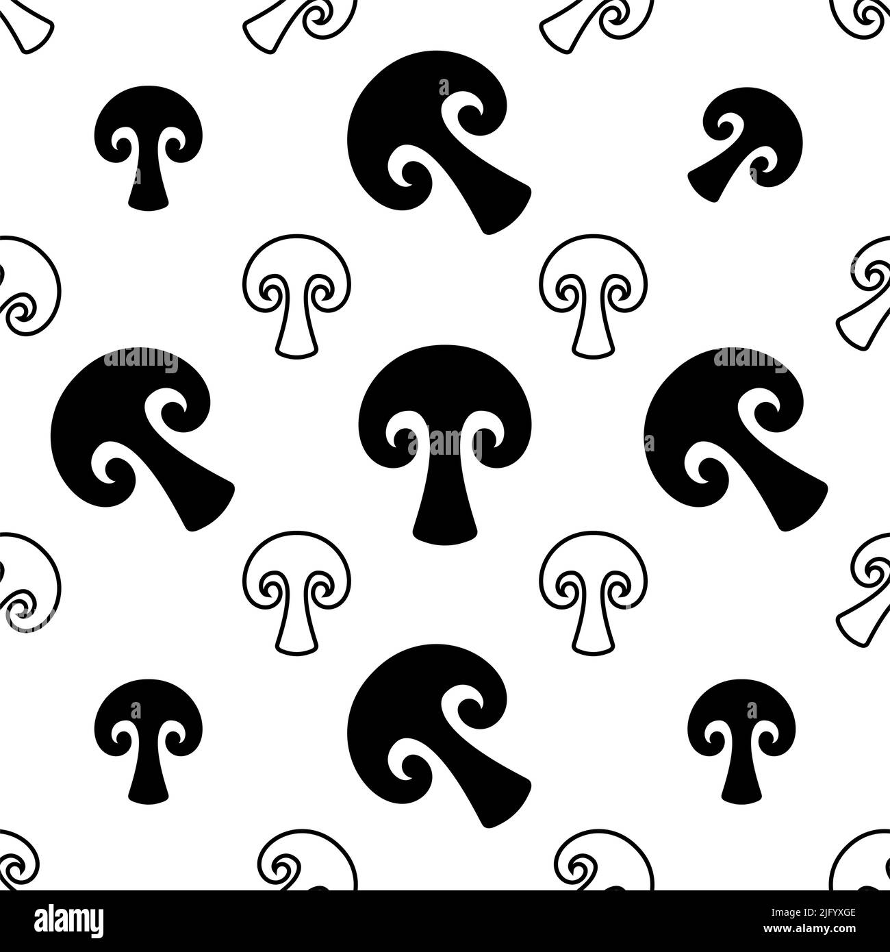 Mushroom Icon Seamless Pattern, Mushroom With Cap And Stipe Vector Art ...