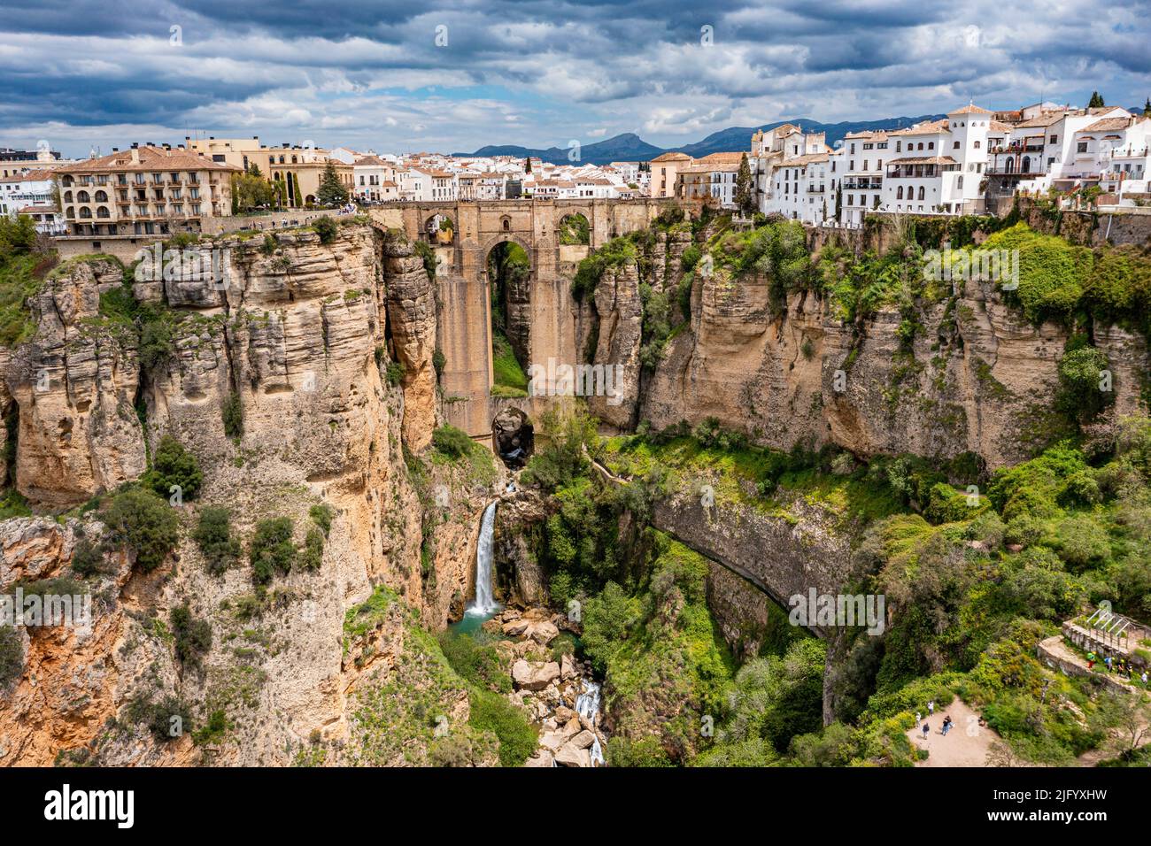 Aerial of the historic town of Ronda, Andalucia, Spain, Europe Stock ...