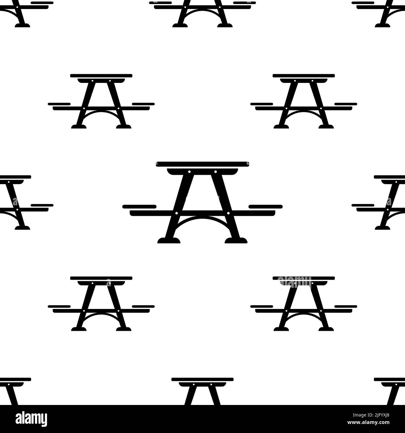 Picnic Table Icon Seamless Pattern, Picnic Bench Icon Vector Art ...