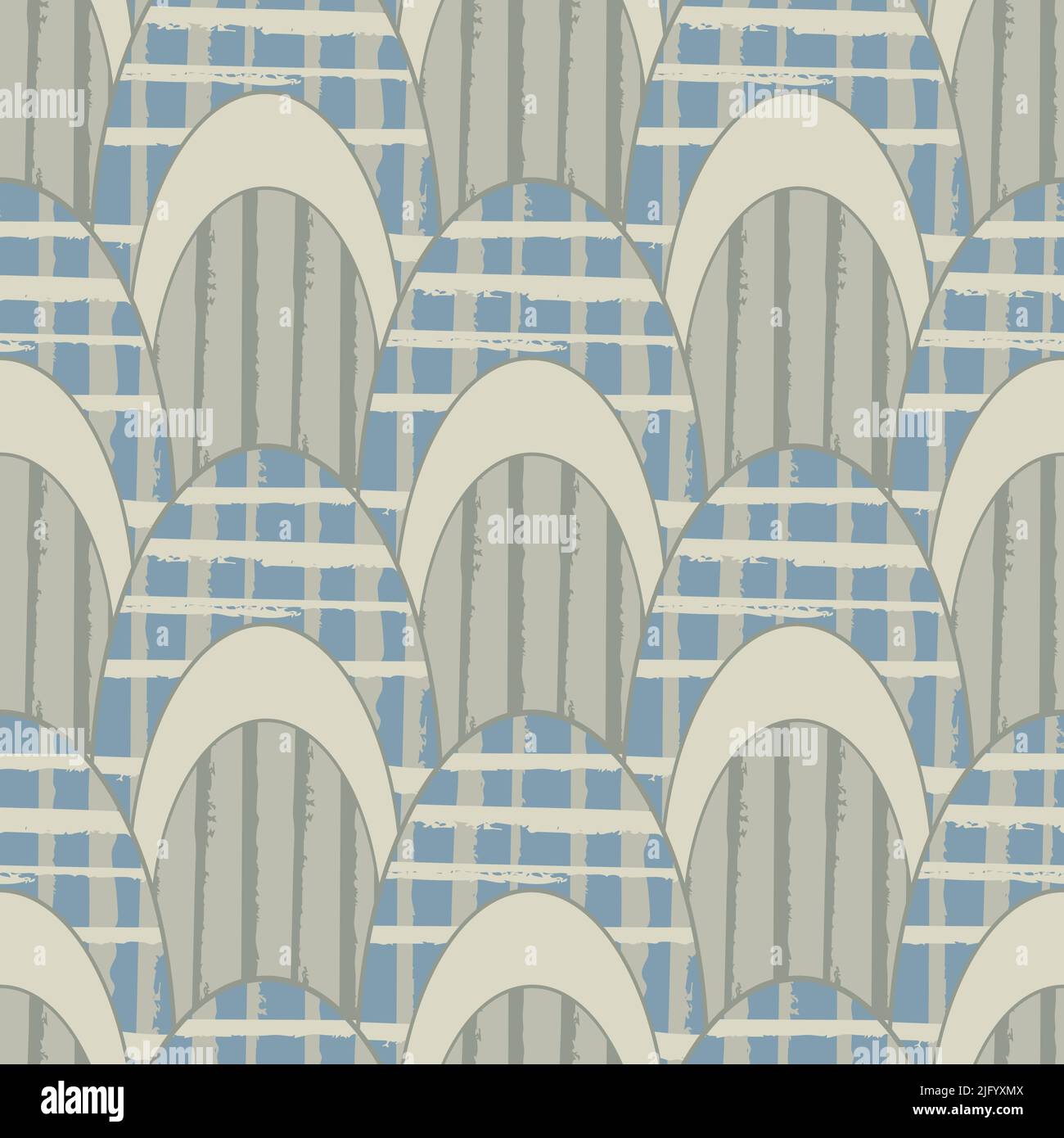 Pointed scallop seamless vector pattern background. Grunge plaid and ...