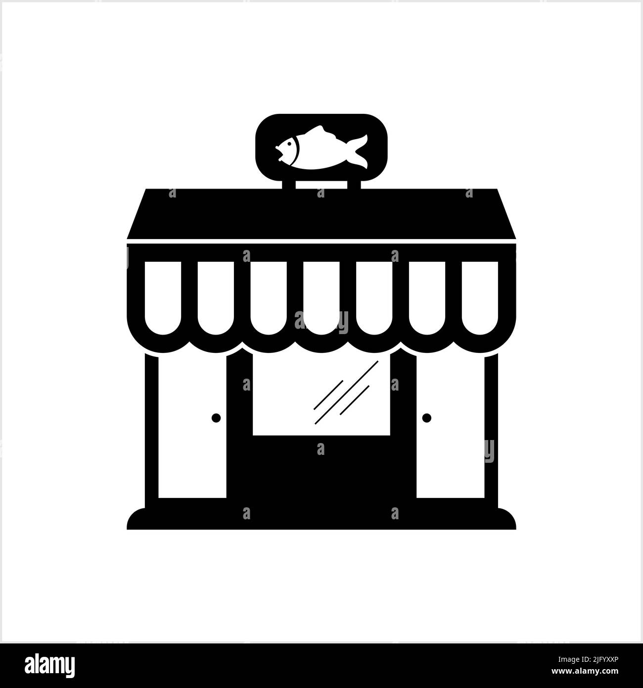 Fish Shop Icon, Fish Selling Shop Store Vector Art Illustration Stock ...