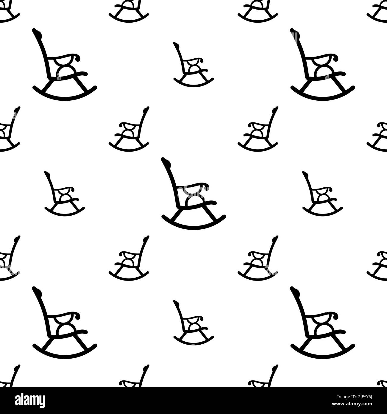 Rocking Chair Icon Seamless Pattern, Curved Band Chair Vector Art ...