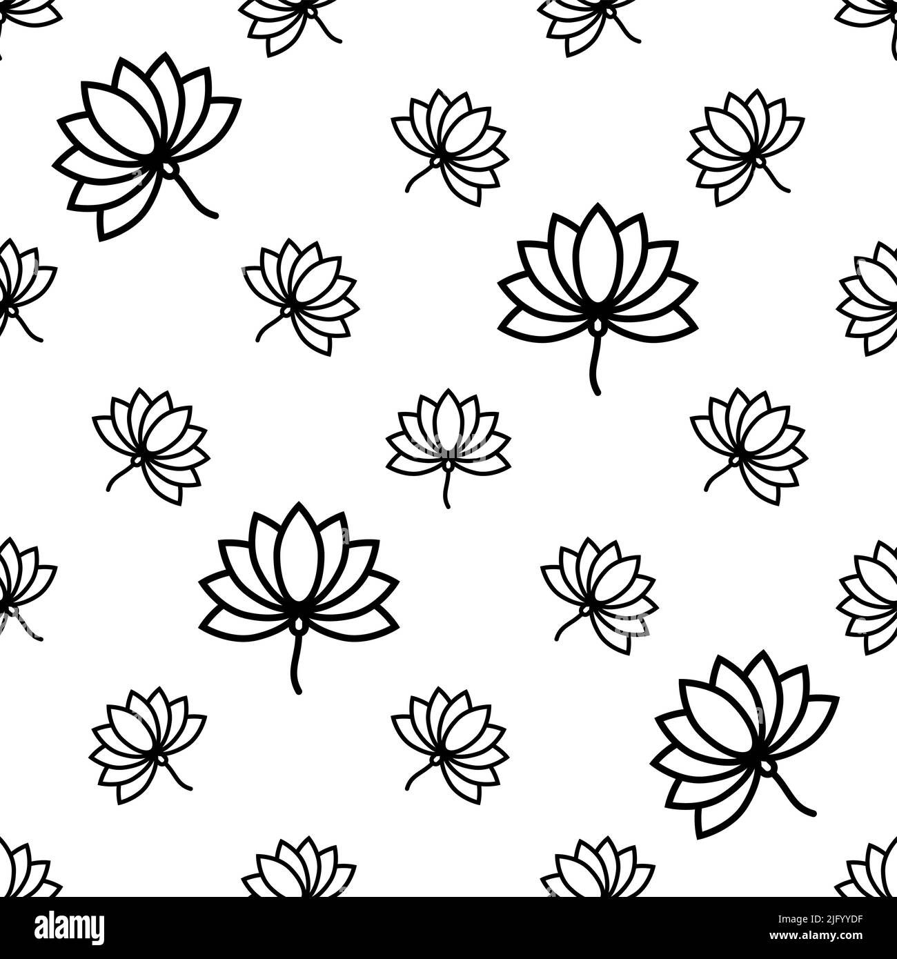Lotus Flower Icon Seamless Pattern, Divine Flower Vector Art ...
