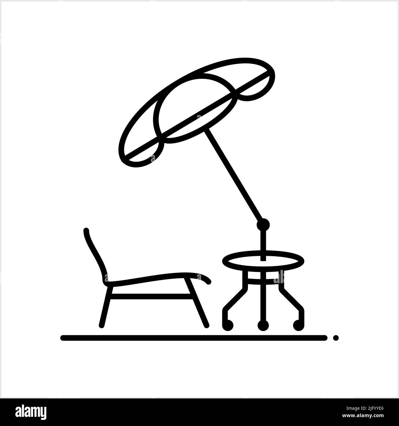 Table Chair Sun Umbrella Icon Vector Art Illustration Stock Vector ...