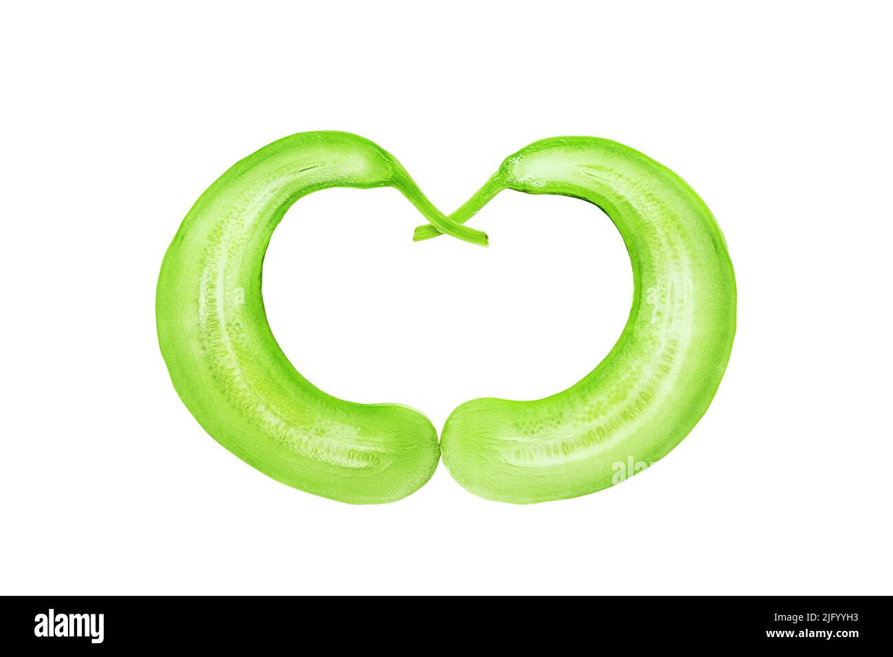 Sliced and halved Armenian cucumber or snake melon with fruit pulp ...