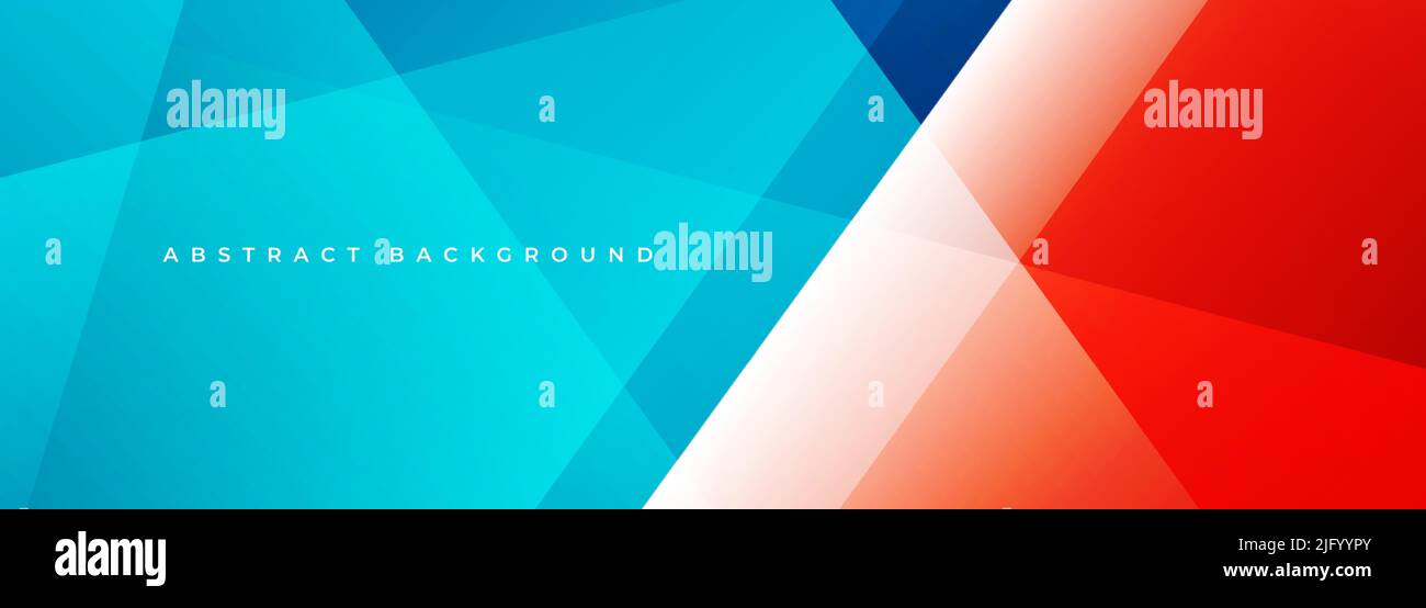 Blue and red abstract modern wide banner with geometric shapes. Light ...