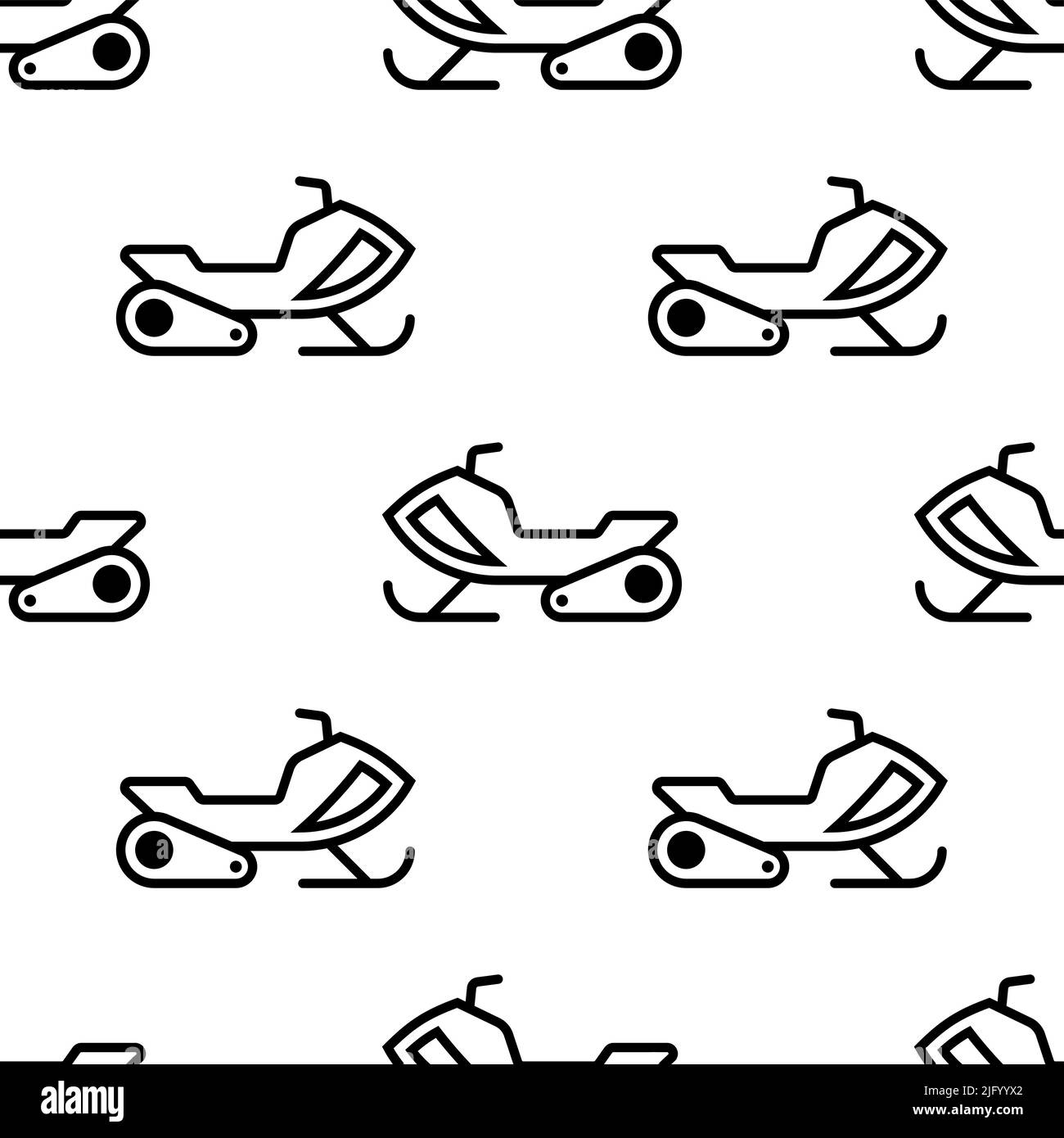 Snowmobile Icon Seamless Pattern, Snow Scooter Motorized Vehicle Vector ...