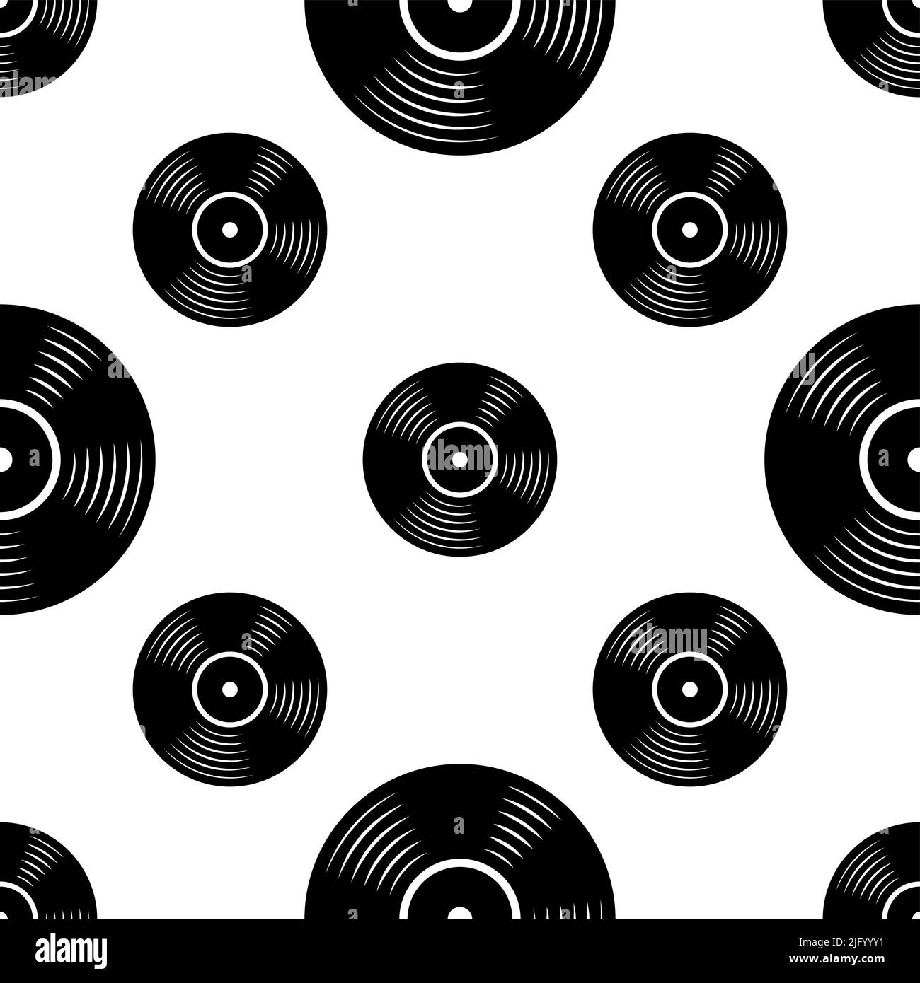 Vinyl Record Icon Seamless Pattern, Music Phonograph Disc Vector Art ...