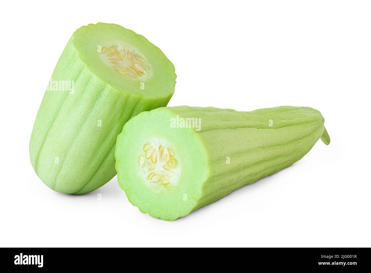 Cutted Armenian cucumber or snake melon with fruit pulp, isolated with ...