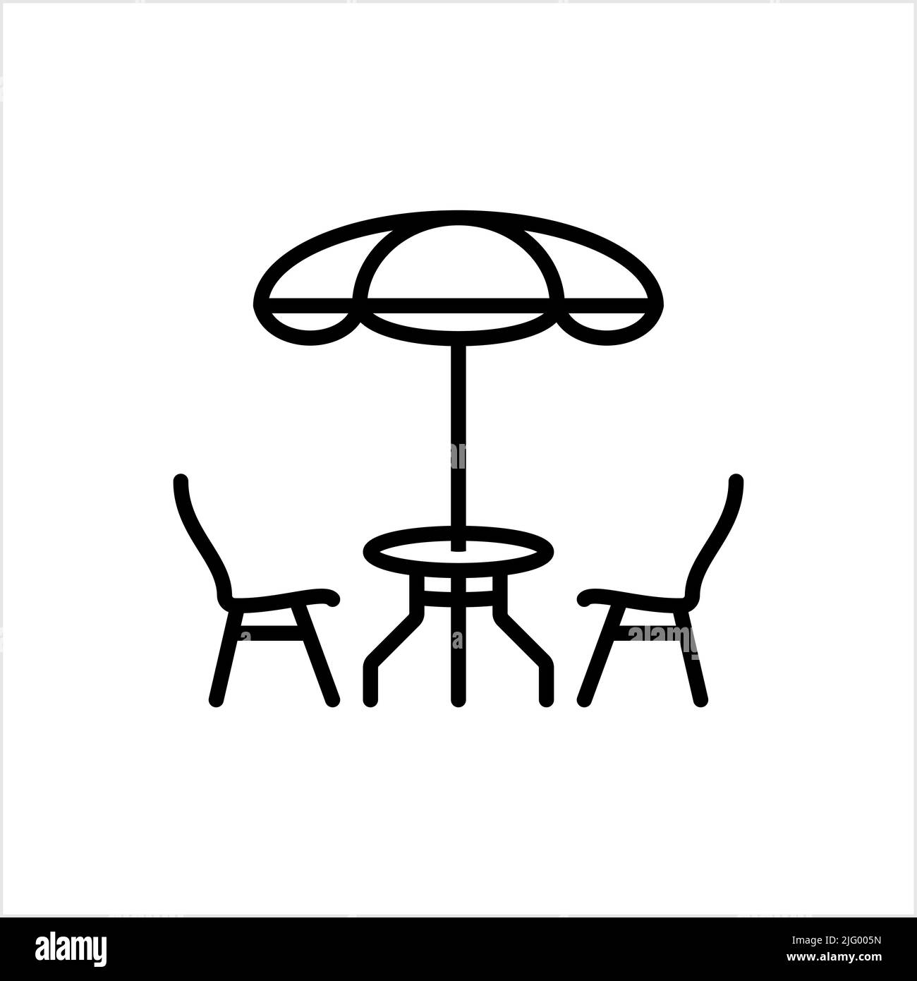 Table Chair Sun Umbrella Icon Vector Art Illustration Stock Vector ...
