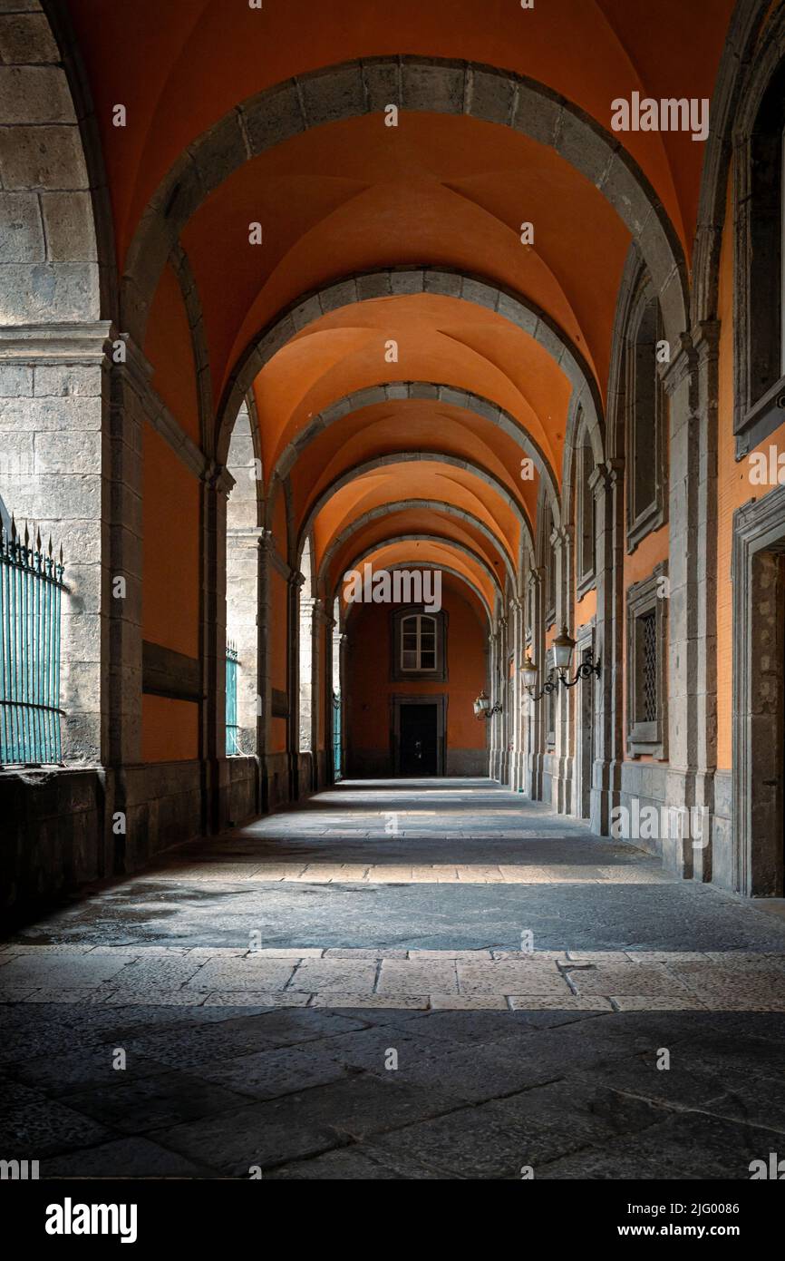 Portico of the Royal Palace of Naples, Naples, Campania, Italy ...