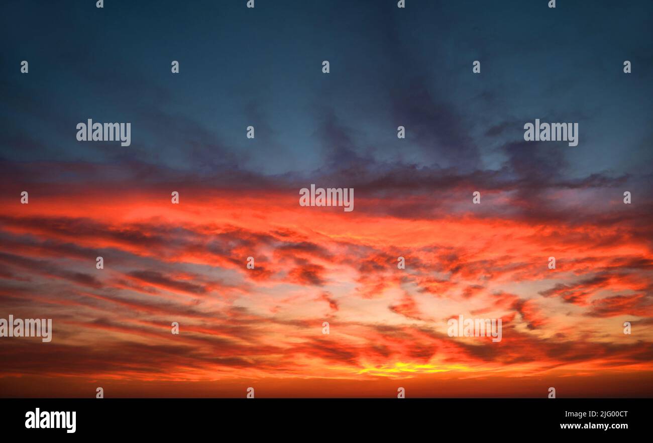 Powerful Dramatic Red Sunset Sky Stock Photo - Alamy