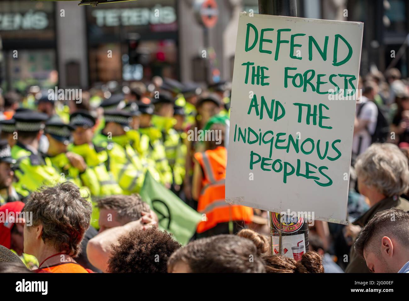Climate change protest signs at the Extinction Rebellion demonstration ...