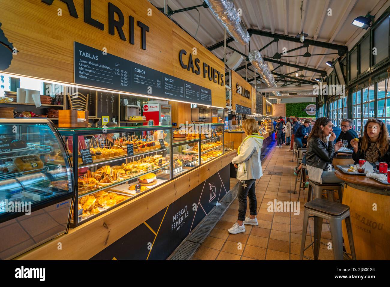 View of Tapas in food court of the Mercat des Peix, Mahon (Mao ...