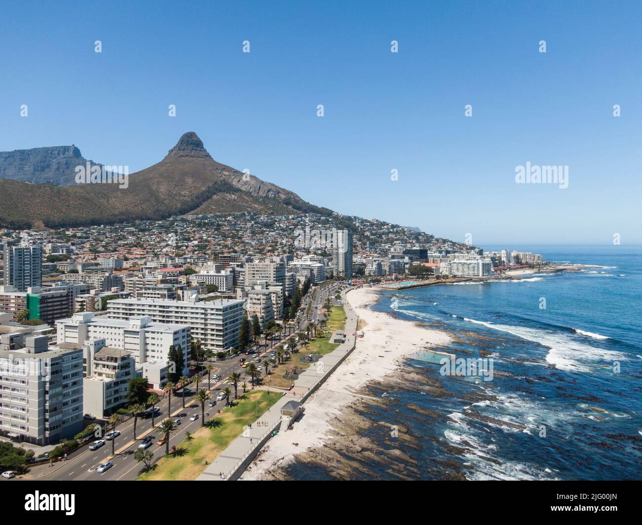 Aerial view of Sea Point, Cape Town, Western Cape, South Africa, Africa ...