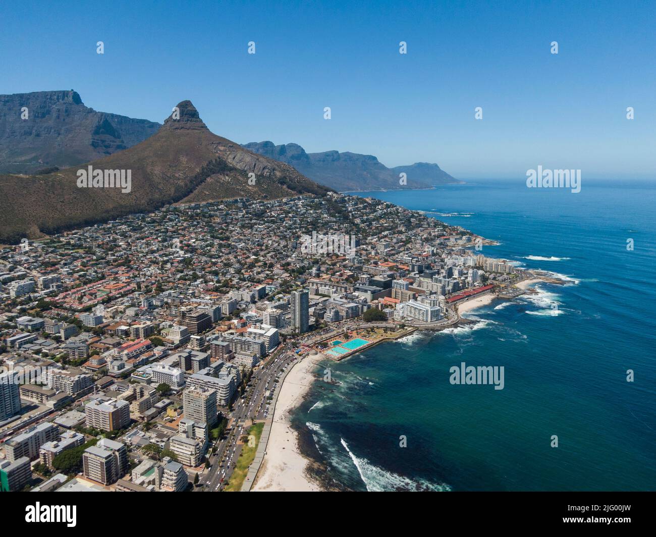 Aerial view of Sea Point, Cape Town, Western Cape, South Africa, Africa ...