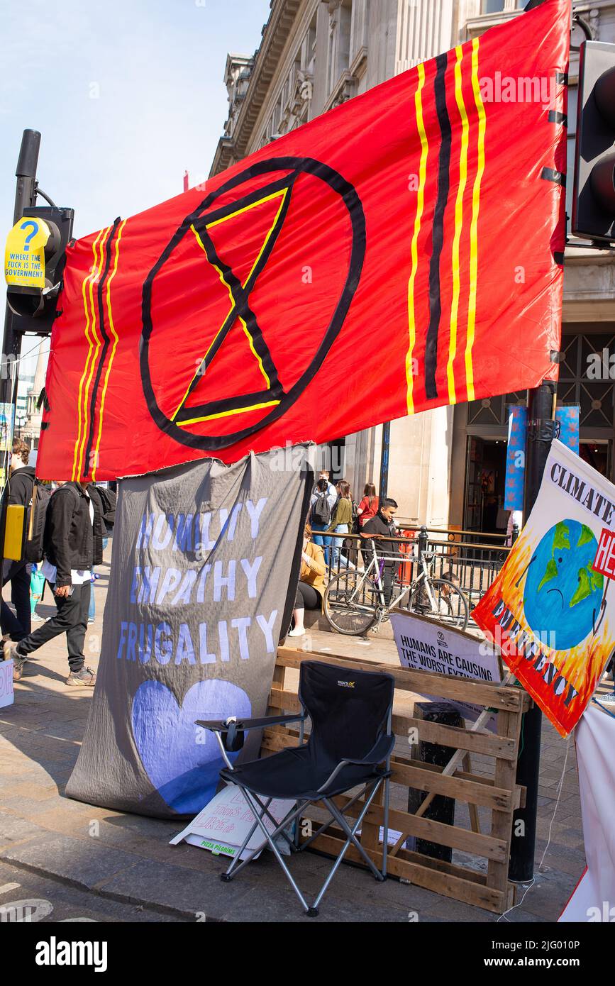 Climate change protest signs at the Extinction Rebellion demonstration ...