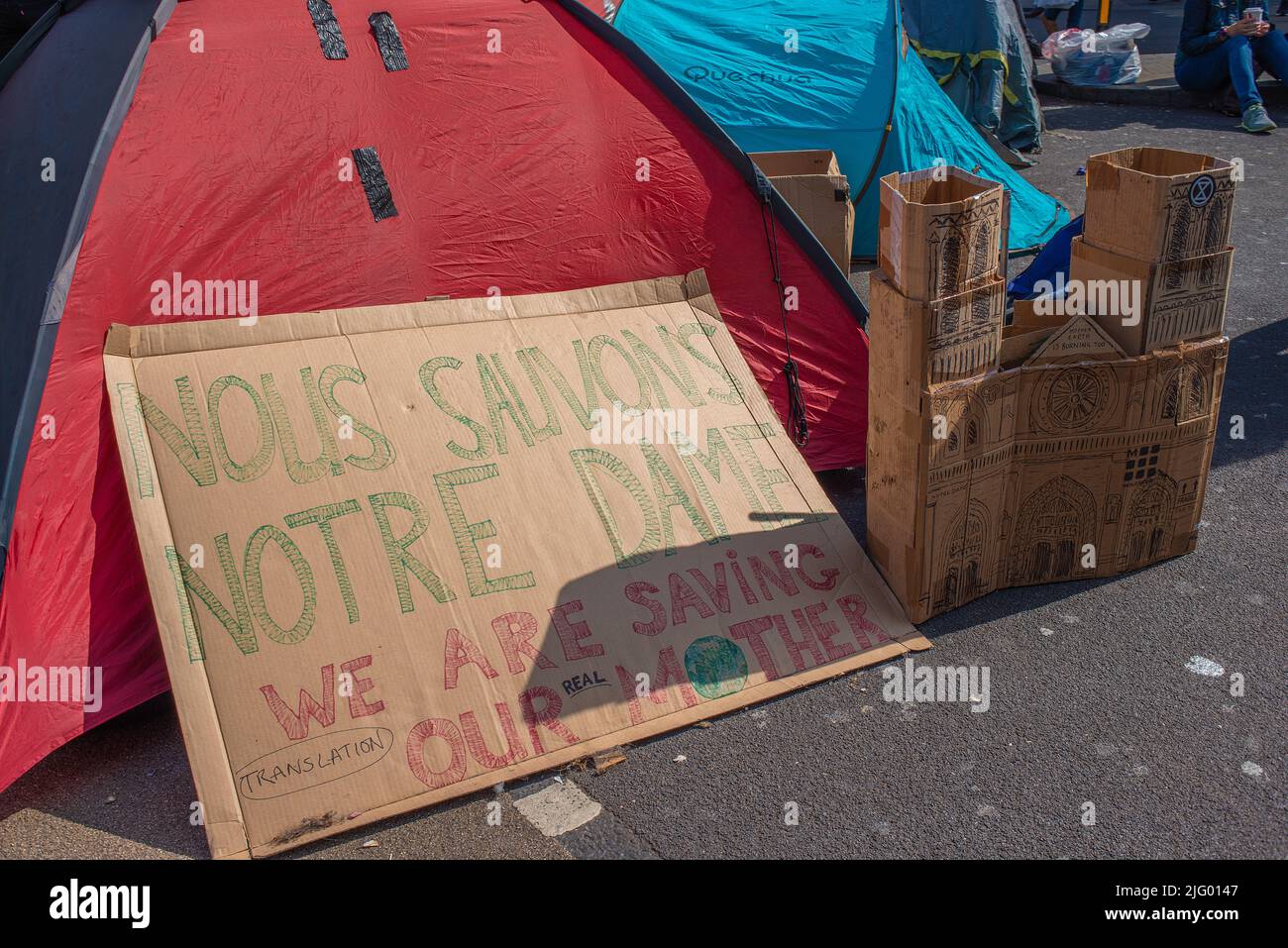 Climate change protest signs at the Extinction Rebellion demonstration ...