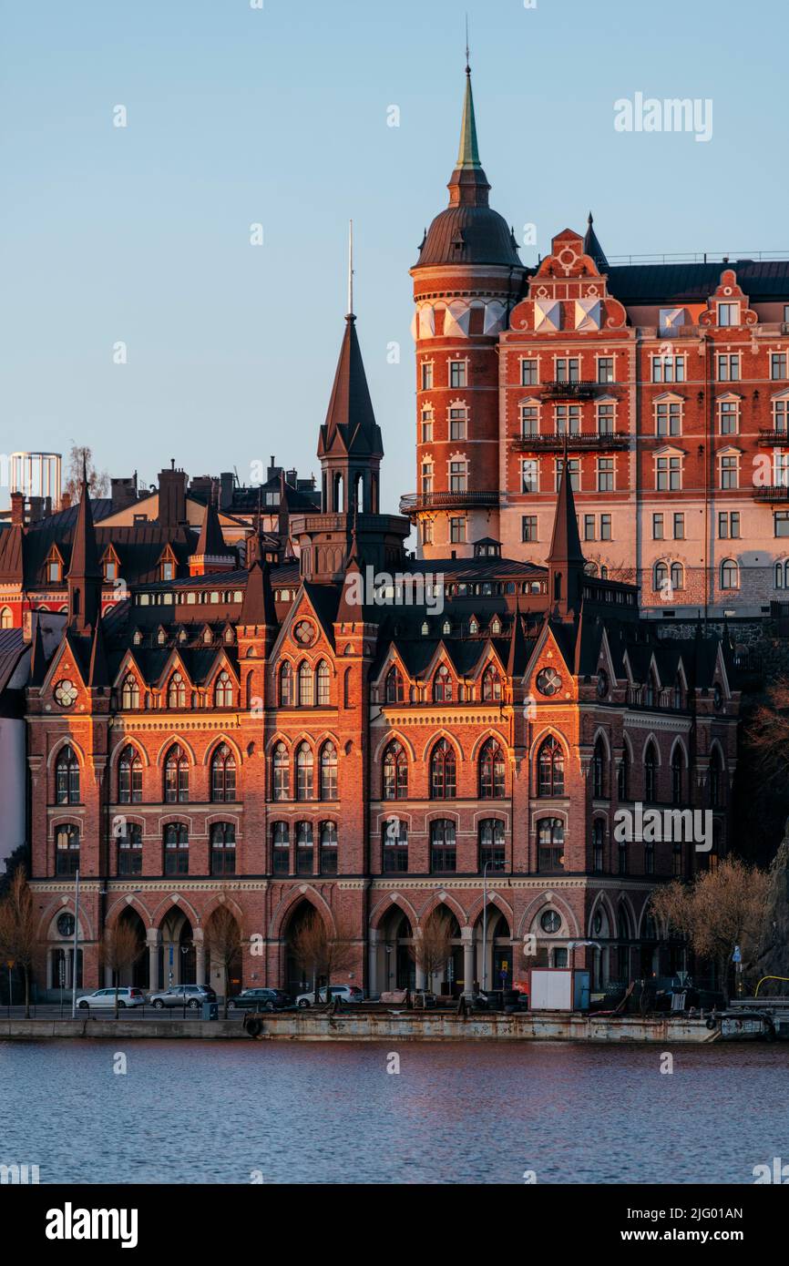 View towards Sodermalm at dawn, Stockholm, Sodermanland and Uppland ...