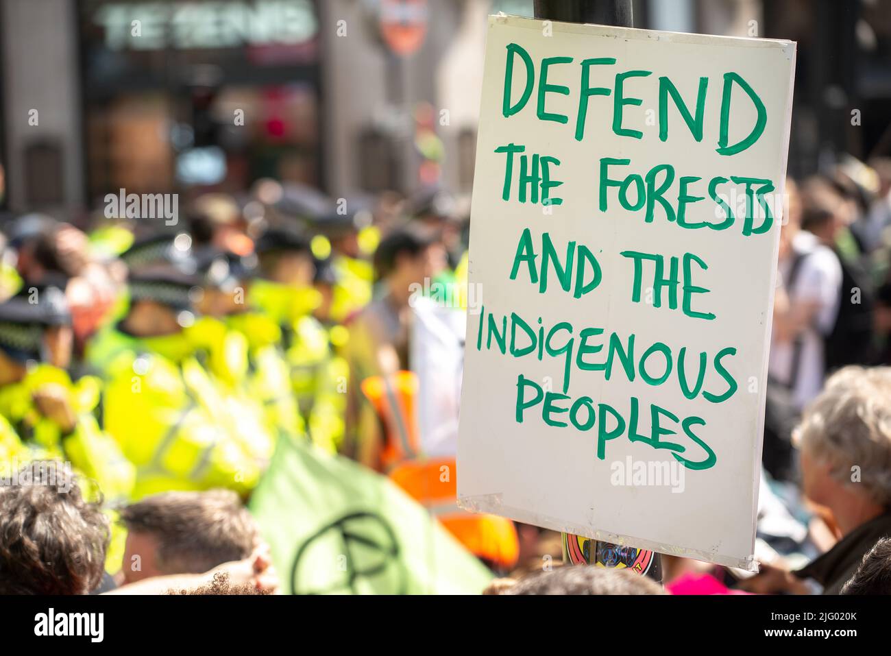 Climate change protest signs at the Extinction Rebellion demonstration ...