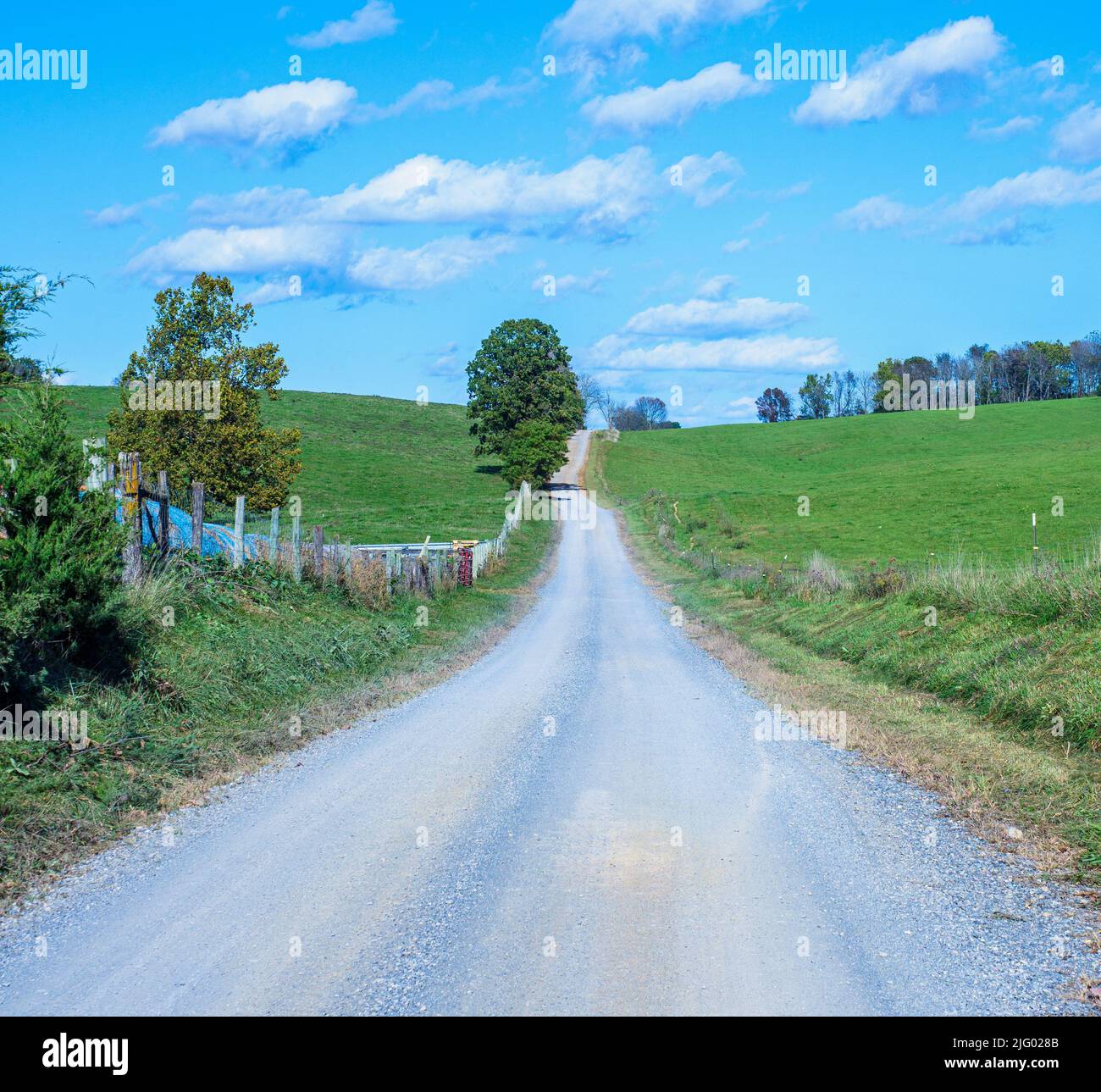 Gravel Country Road in Rural Virginia With Fields on Each Side Outside ...