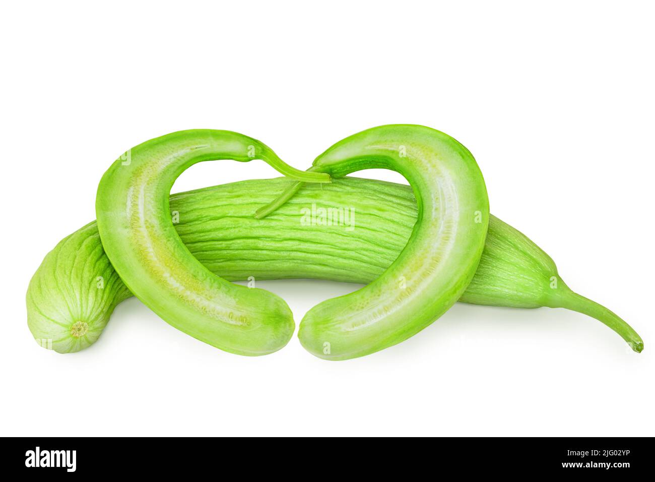 Sliced and halved Armenian cucumber or snake melon with fruit pulp ...