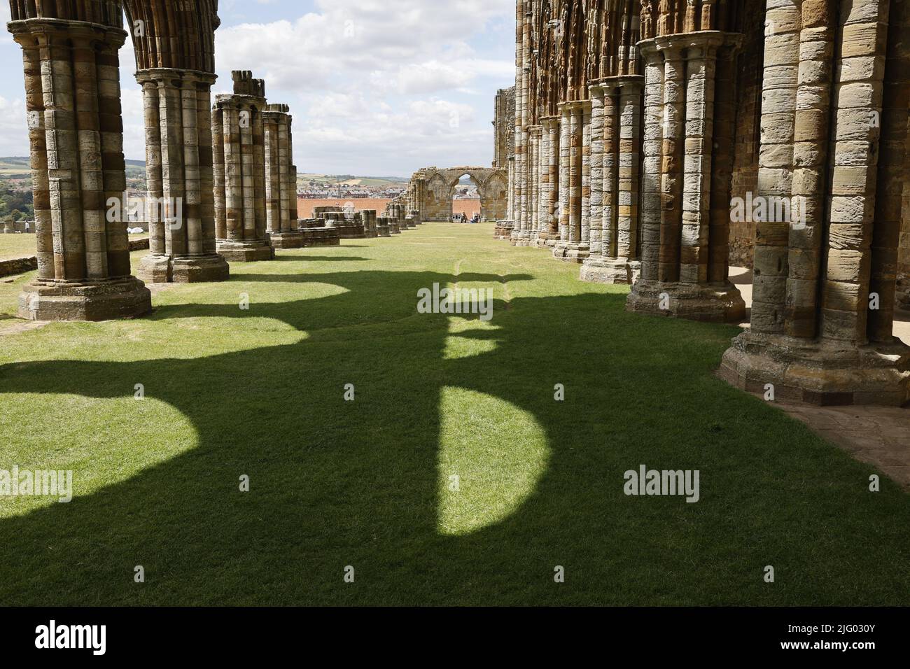 Whitby Abbey ruins on East Cliff headland, Whitby, Yorkshire, England ...