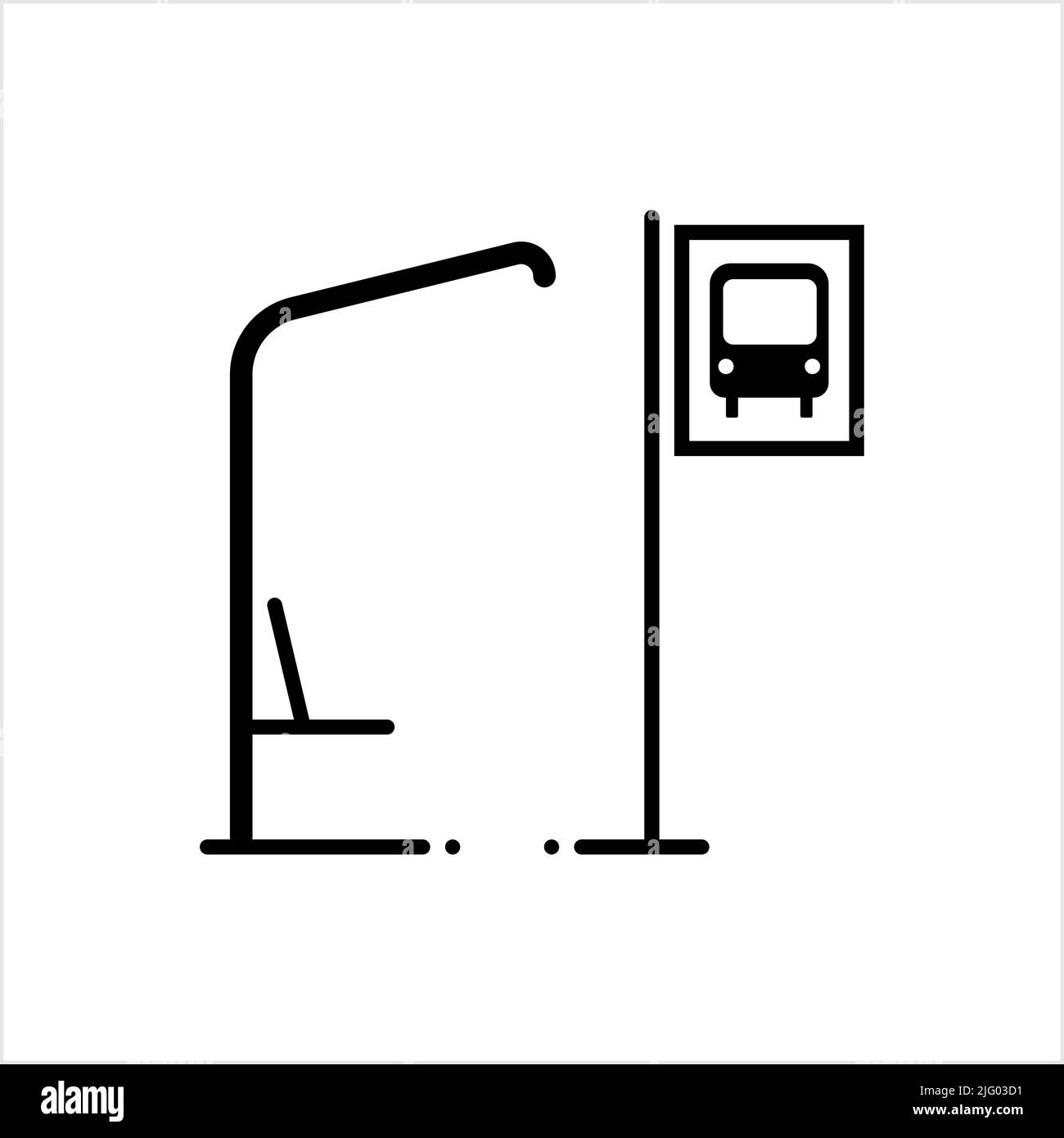 Bus Stop Icon, Designated Place For Passengers To Board Or Get Off From ...