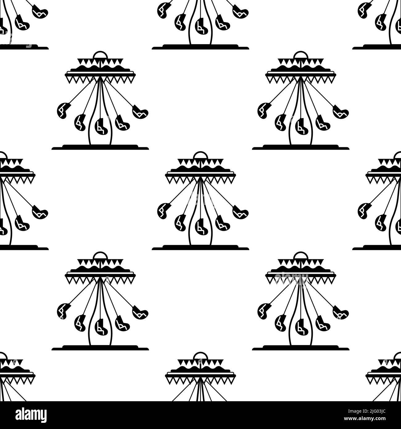 Carousel Icon Seamless Pattern, Roundabout, Merry Go Round Ride Vector ...