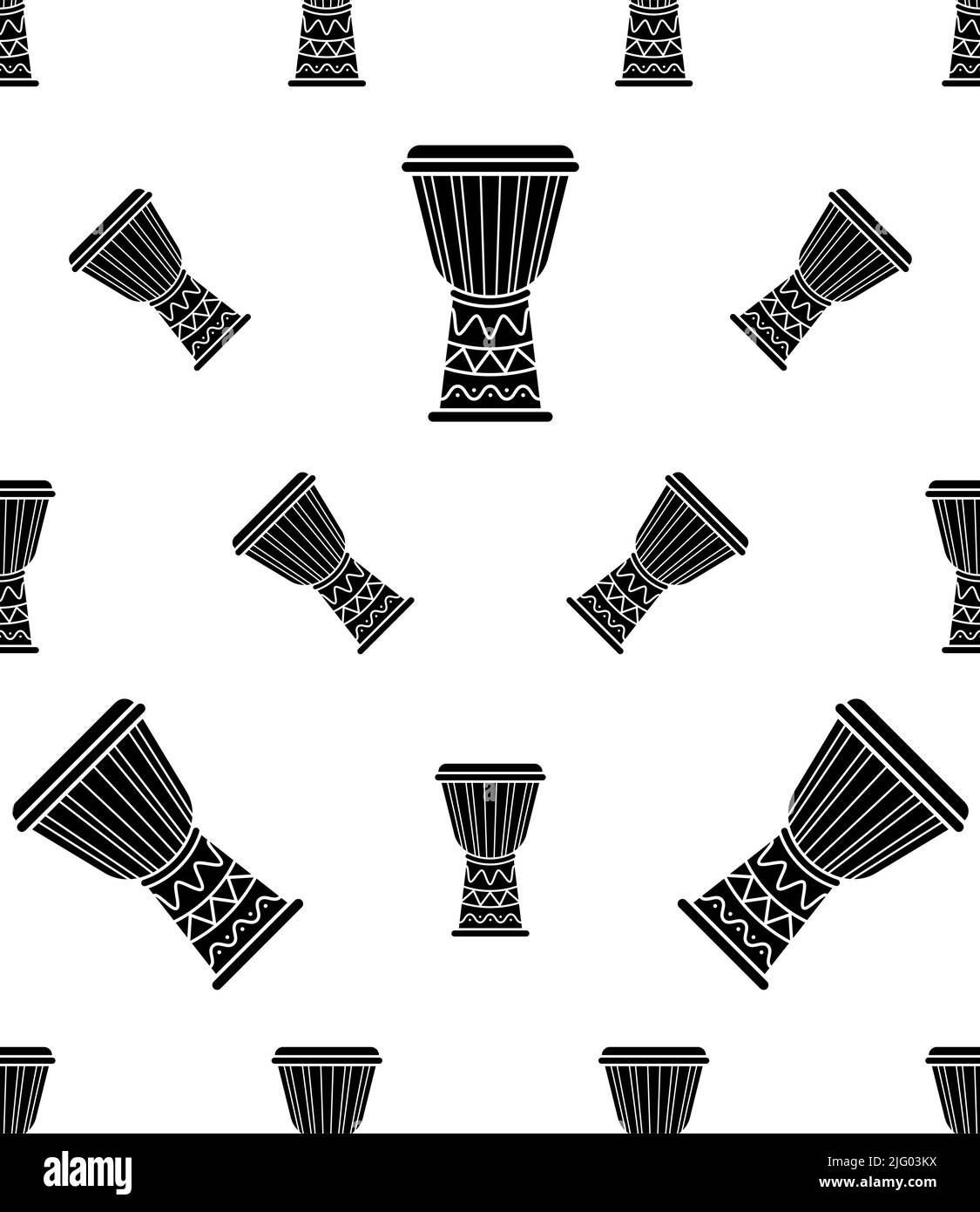 Djembe Icon Seamless Pattern, Music Instrument Rope Tuned Skin Covered ...