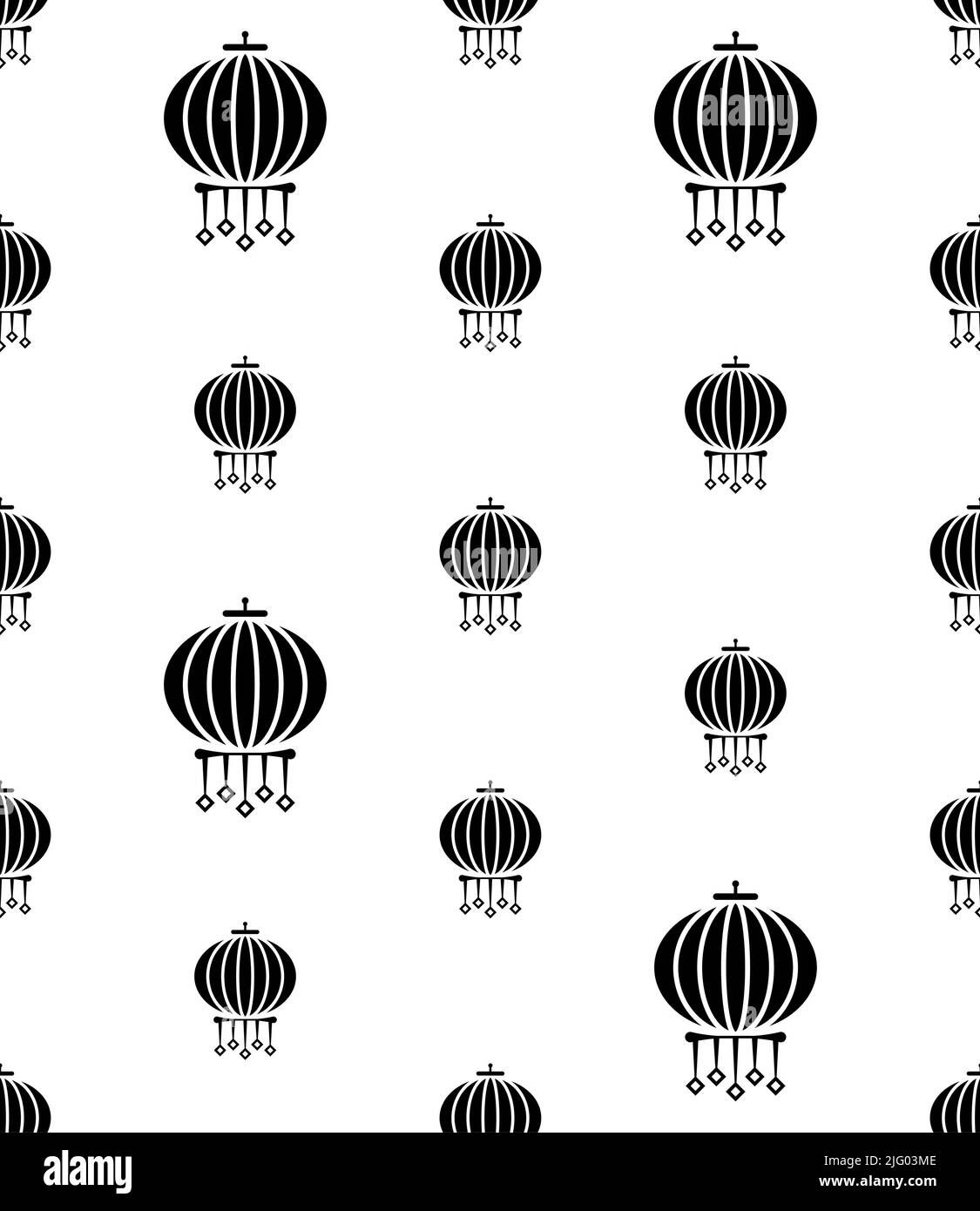Chinese Lantern Icon Seamless Pattern, Traditional Paper Craft Drum ...