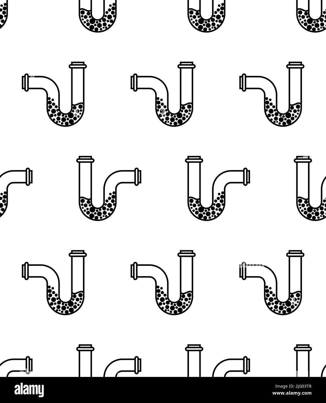 Clogged Pipe Icon Seamless Pattern, Blocked Drain Vector Art ...