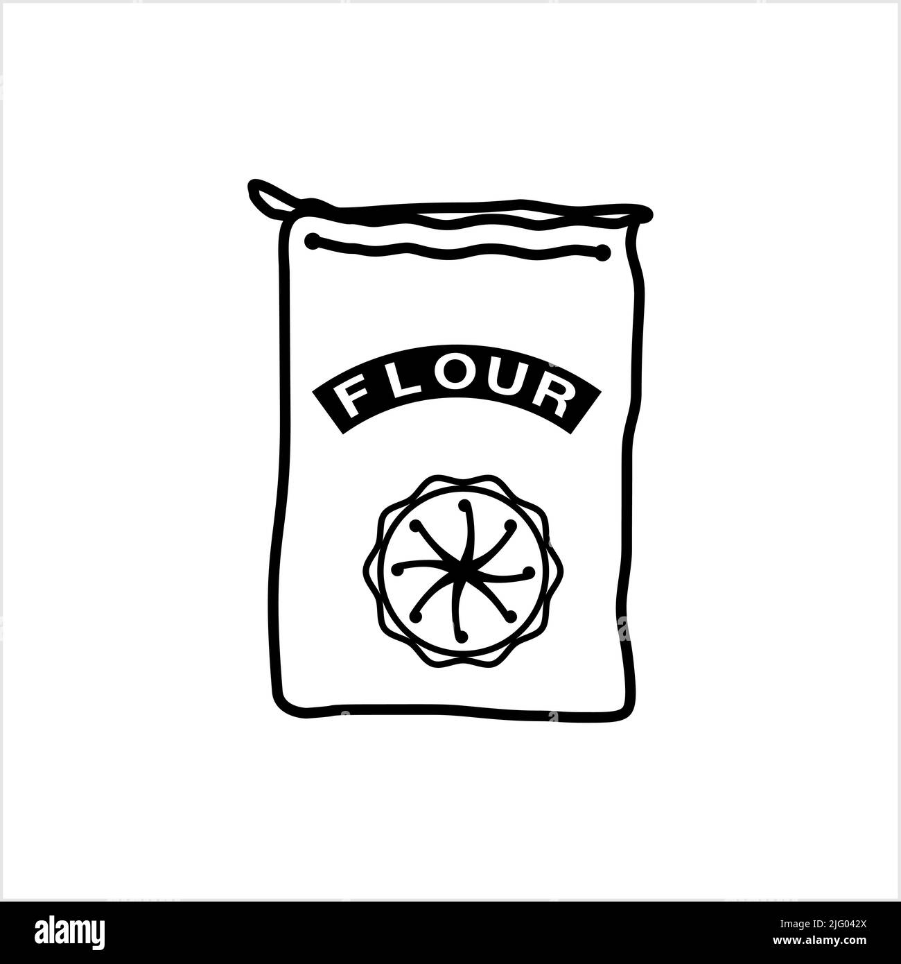 Flour Bag Icon, Grinned Powder Of Raw Grain, Root, Seed, Bean, Nut ...