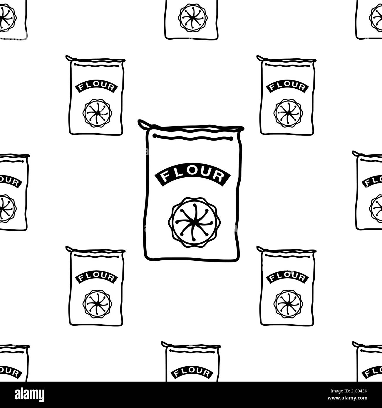 Flour Bag Icon Seamless Pattern, Grinned Powder Of Raw Grain, Root ...