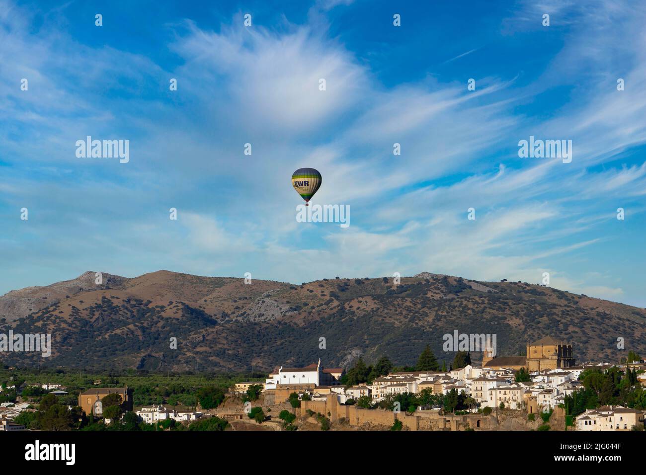 ronda,malaga,spain, june 28th, 2022 hot air balloon in the sky over the ...