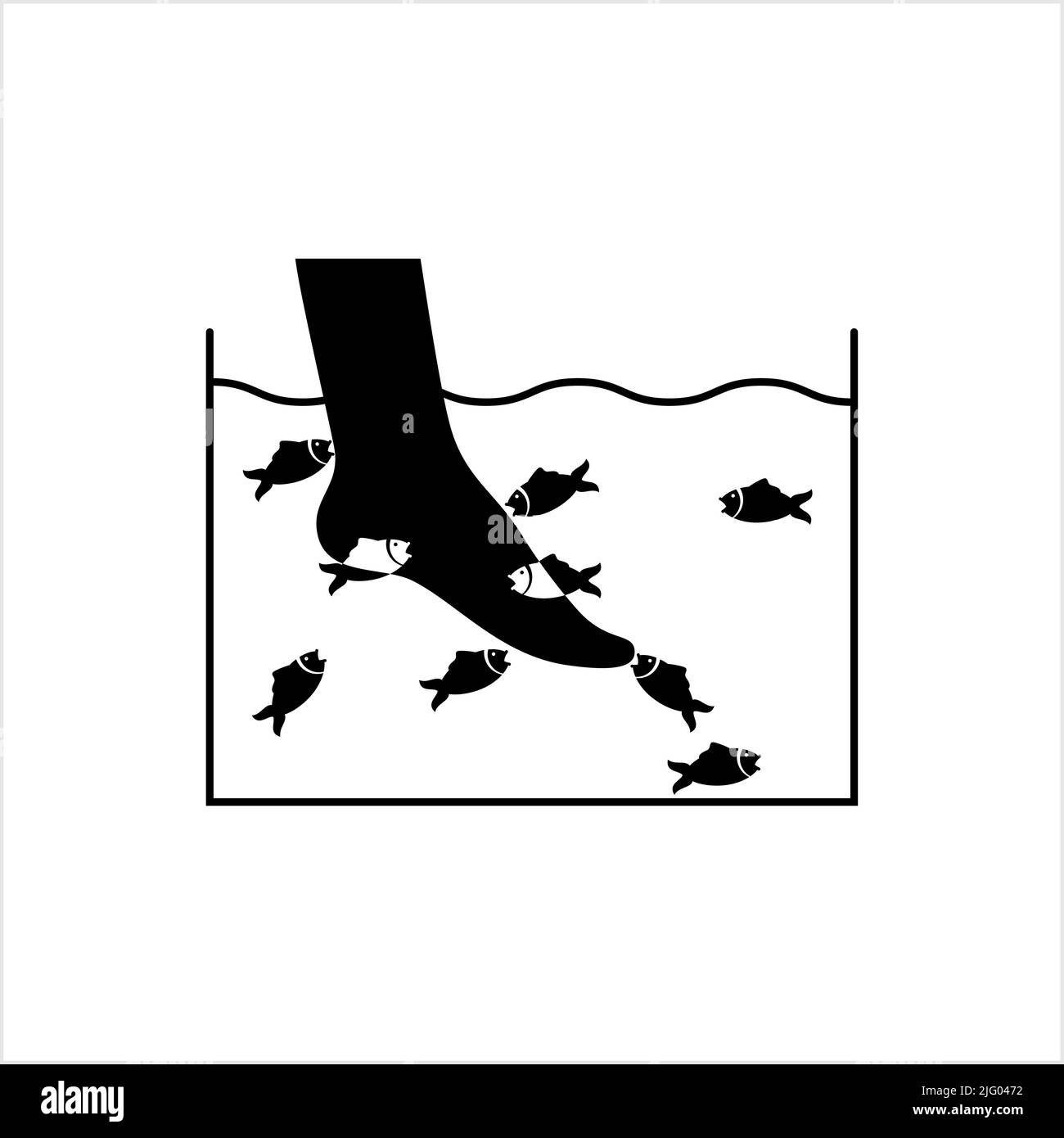 Fish Pedicure Icon, Foot Treatment Icon, Foot Spa Vector Art ...