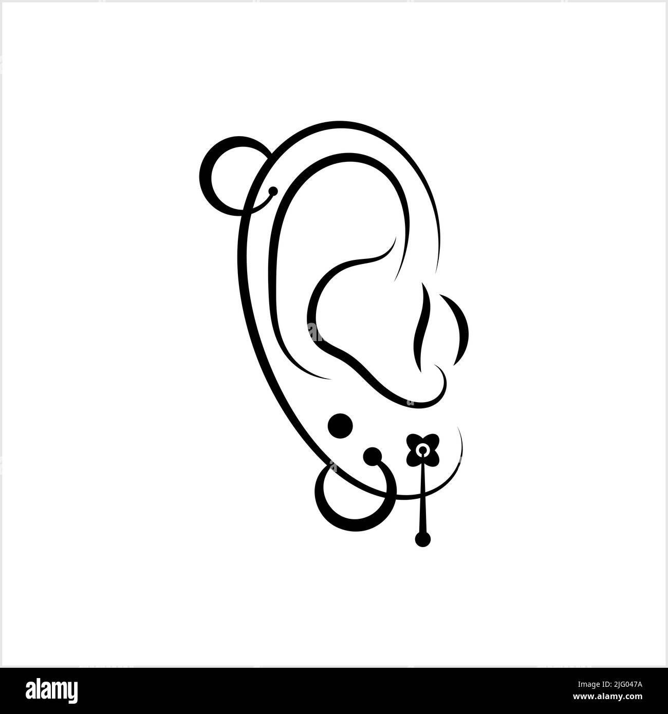 Ear Piercing Icon, Creating An Opening To Wear Jewelry In Ear Vector ...