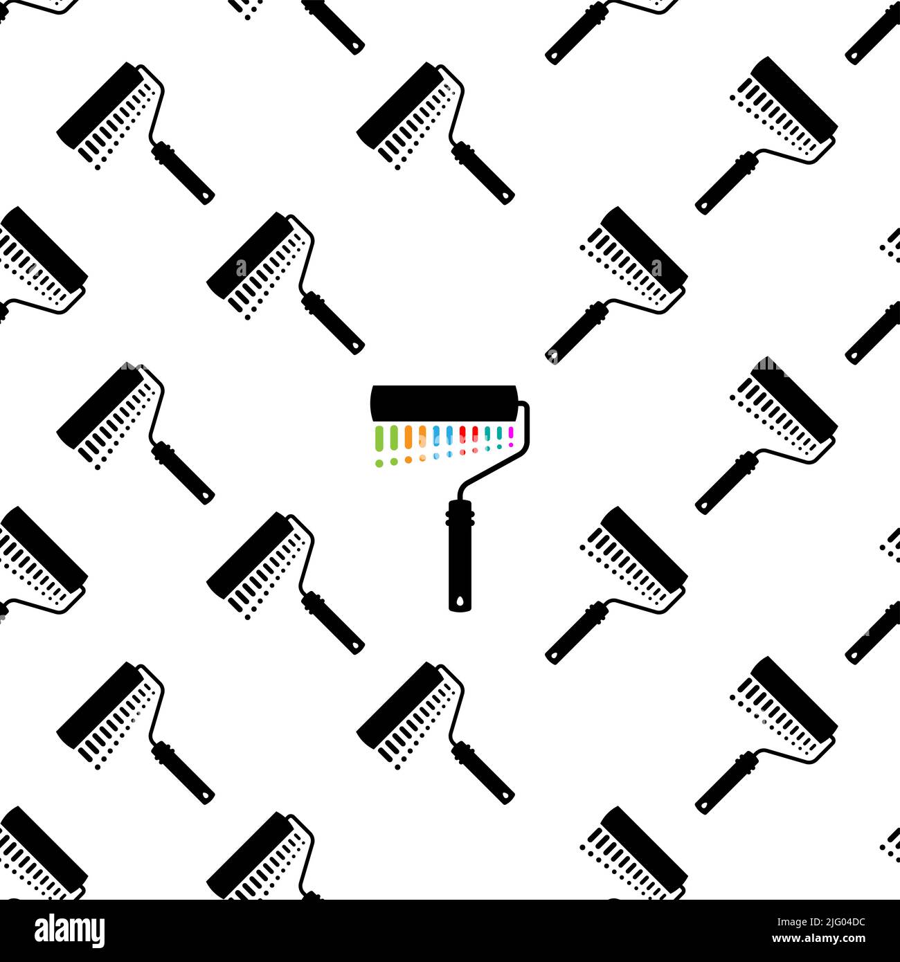 Paint Roller Icon Seamless Pattern, Flat Surfaces Paint Application ...