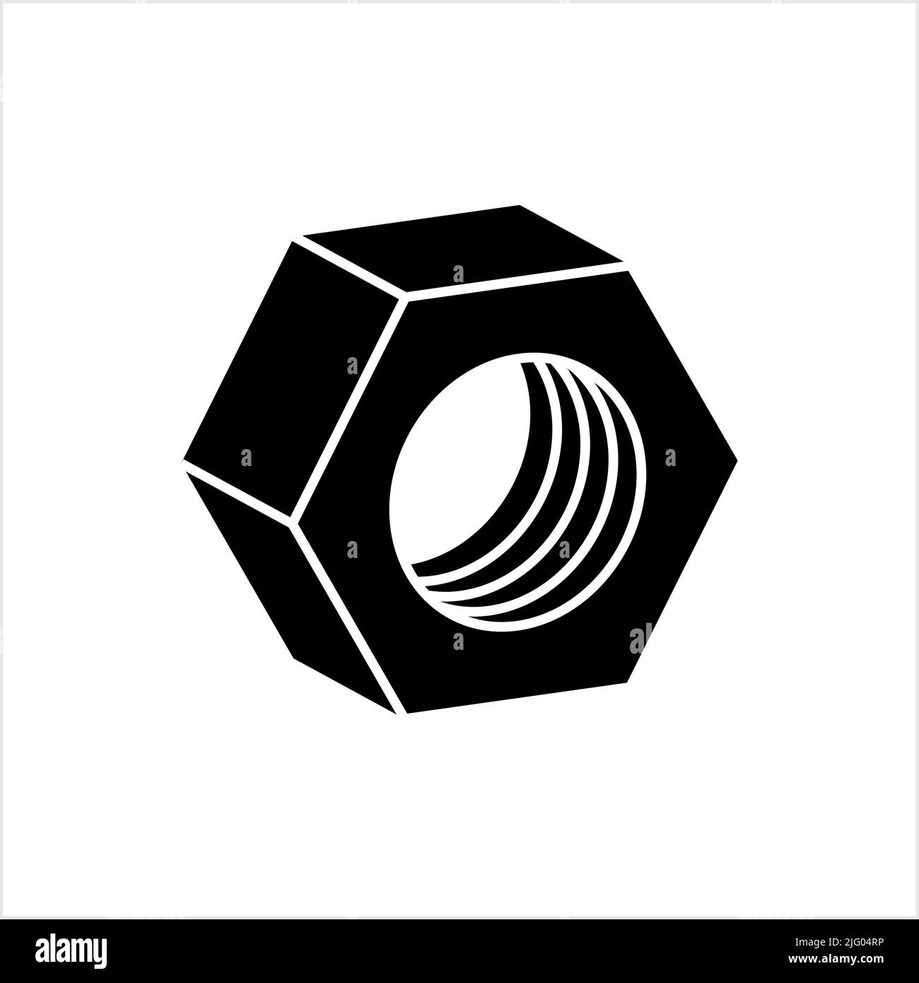 Hexagon Nut Icon, Threaded Hole Fastener Icon Vector Art Illustration ...
