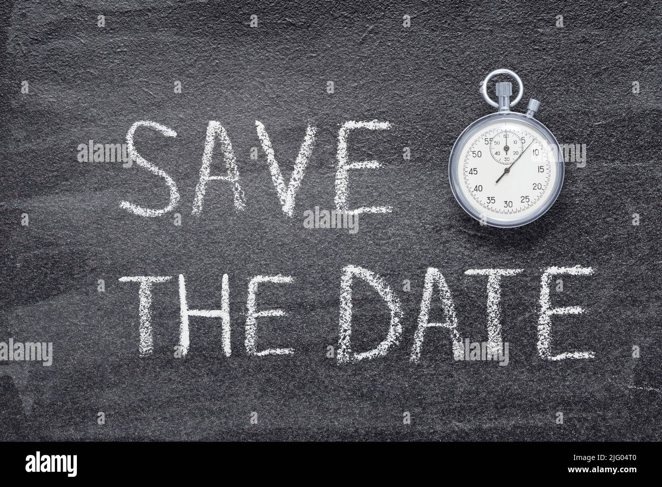 save the date phrase written on chalkboard with vintage precise ...